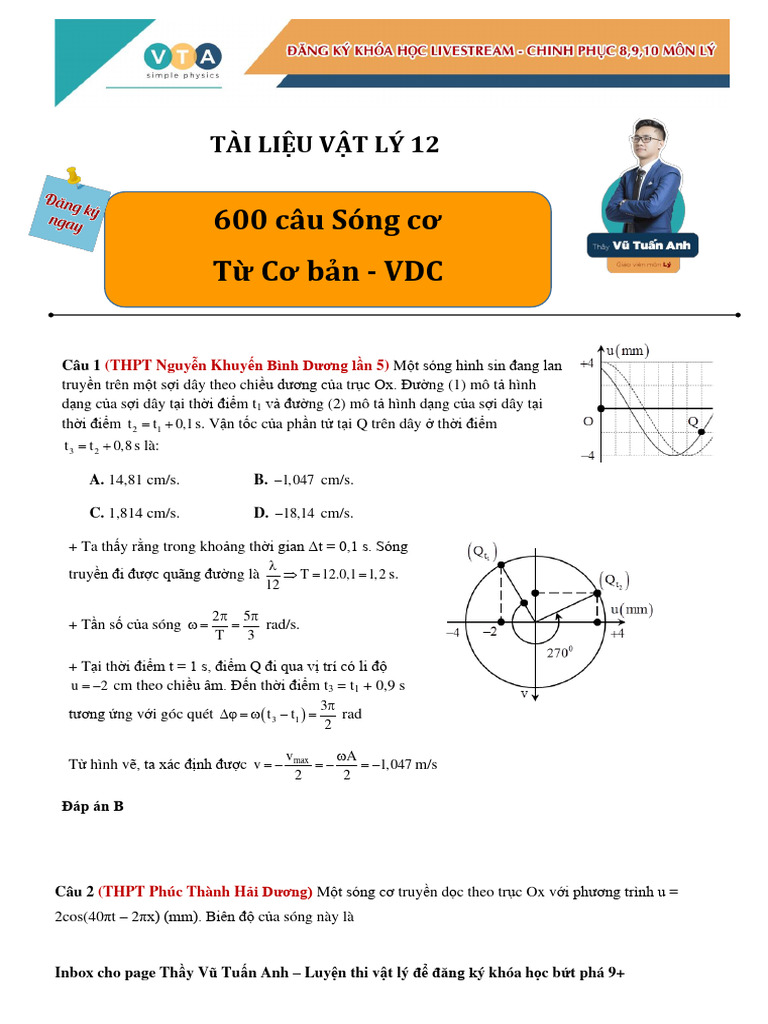 23. Thay Vu Tuan Anh. 600 Câu Sóng Cơ Từ Cơ Bản Tới VDC | PDF