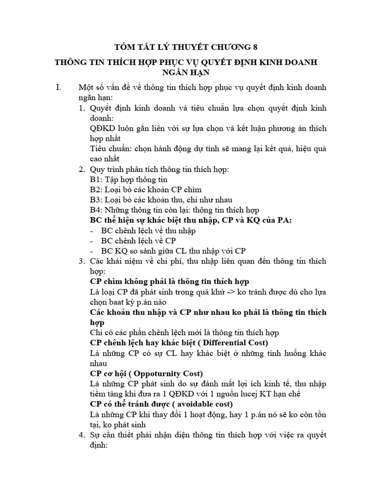 Tom Tat Ly Thuyet Chuong 8 KTQT1 | PDF