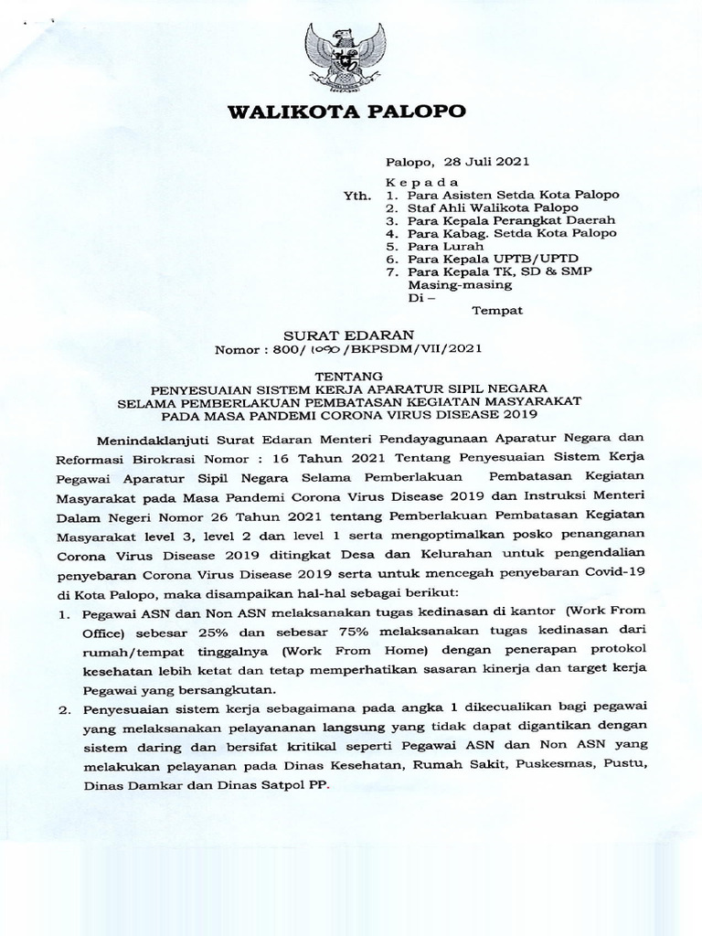 Edaran Walikota WFH | PDF