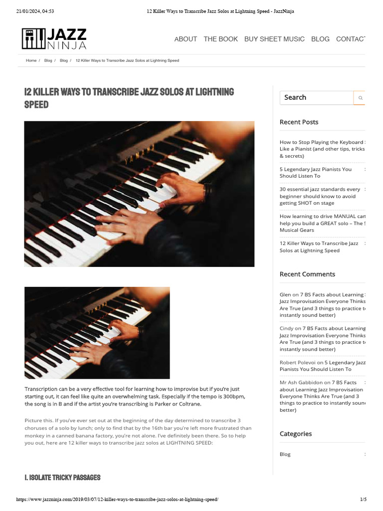Ways To Transcribe Jazz Solos Fast | PDF | Jazz | Chord (Music)