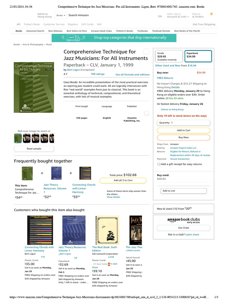 Comprehensive Technique For Jazz Musicians - For All Instruments - Ligon, Bert - 9780634001765 ...