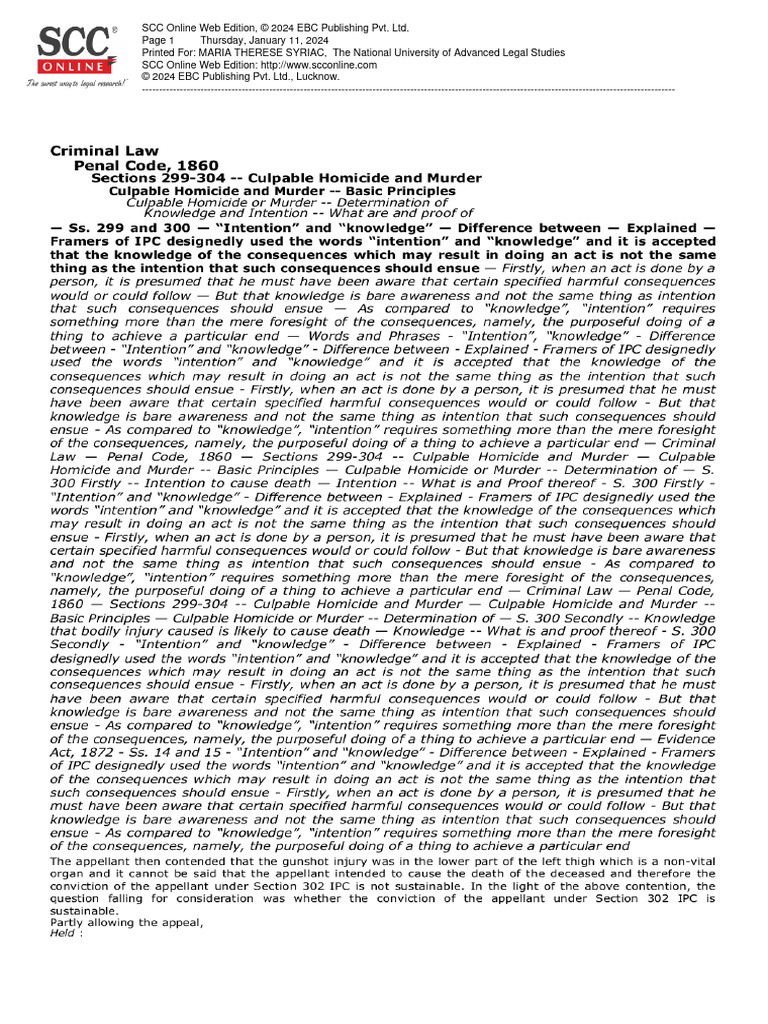 Difference Between Intention and Knowledge | PDF