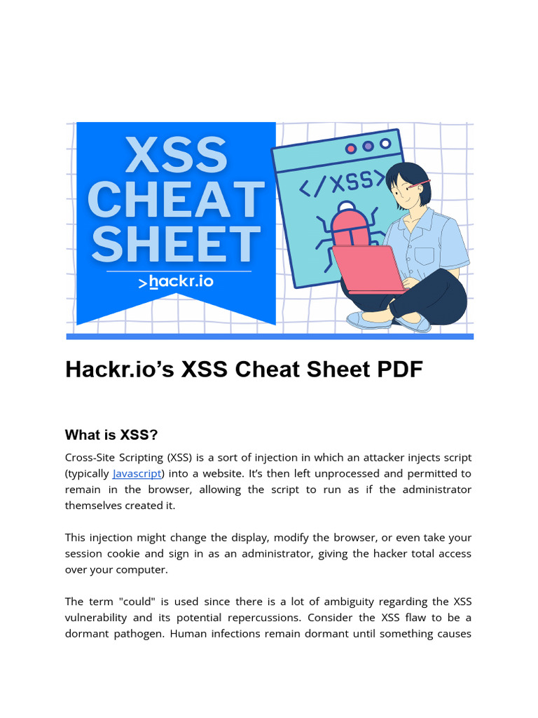 Hackr - Io's XSS Cheat Sheet PDF | PDF | Information Technology | Web ... Hackr - Io's XSS Cheat Sheet PDF | PDF | Information Technology | Web ...