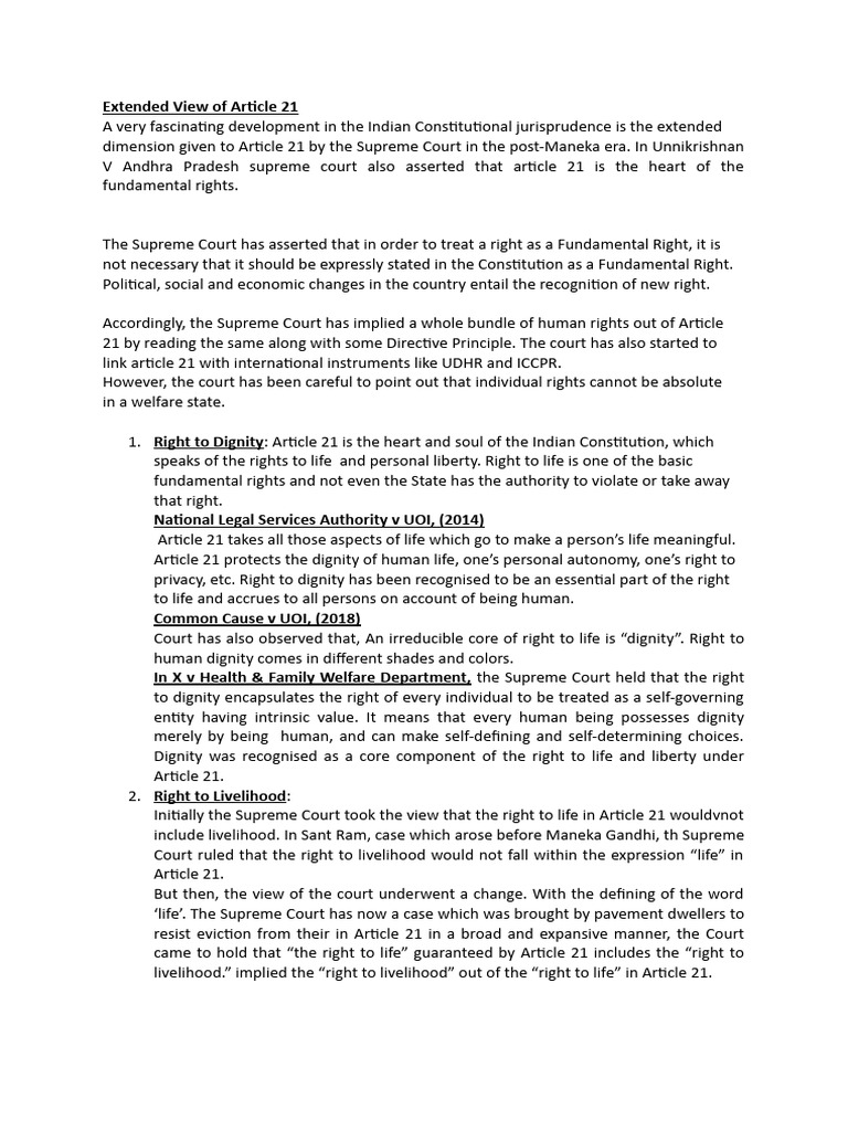 Expanding Horizons of Article 21 | PDF | Right To Privacy | Human Rights