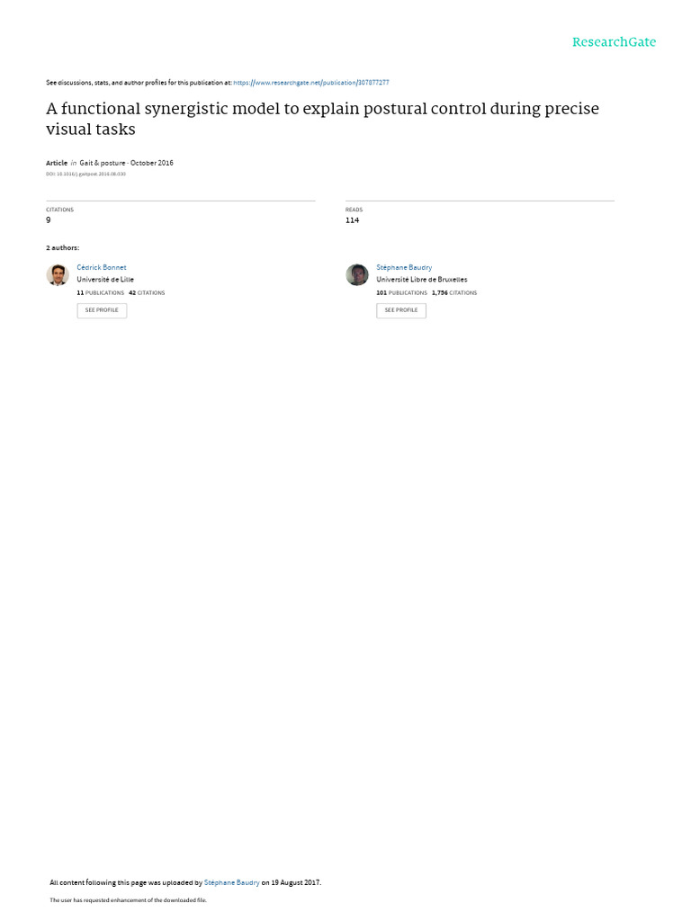 A Functional Synergistic Model To Explain Postural Control During ...