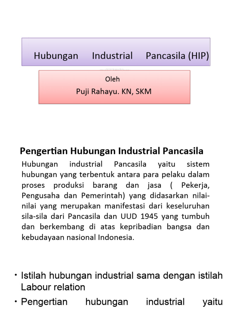 Hubungan Industrial Pancasila (HIP) : Puji Rahayu. KN, SKM | PDF