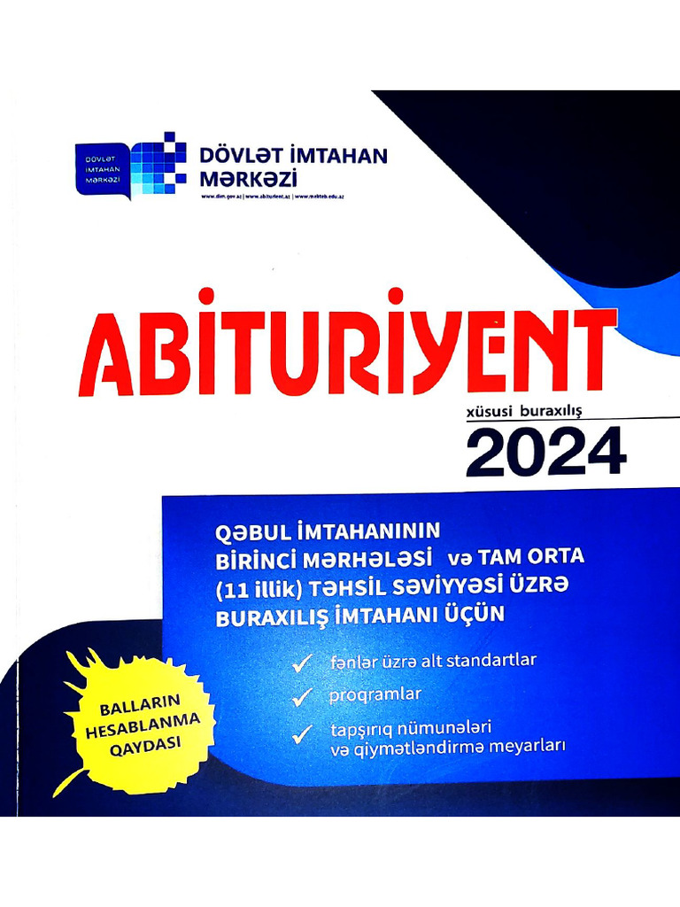 Abituriyent Jurnalı 2024 11-Ci Sinif | PDF