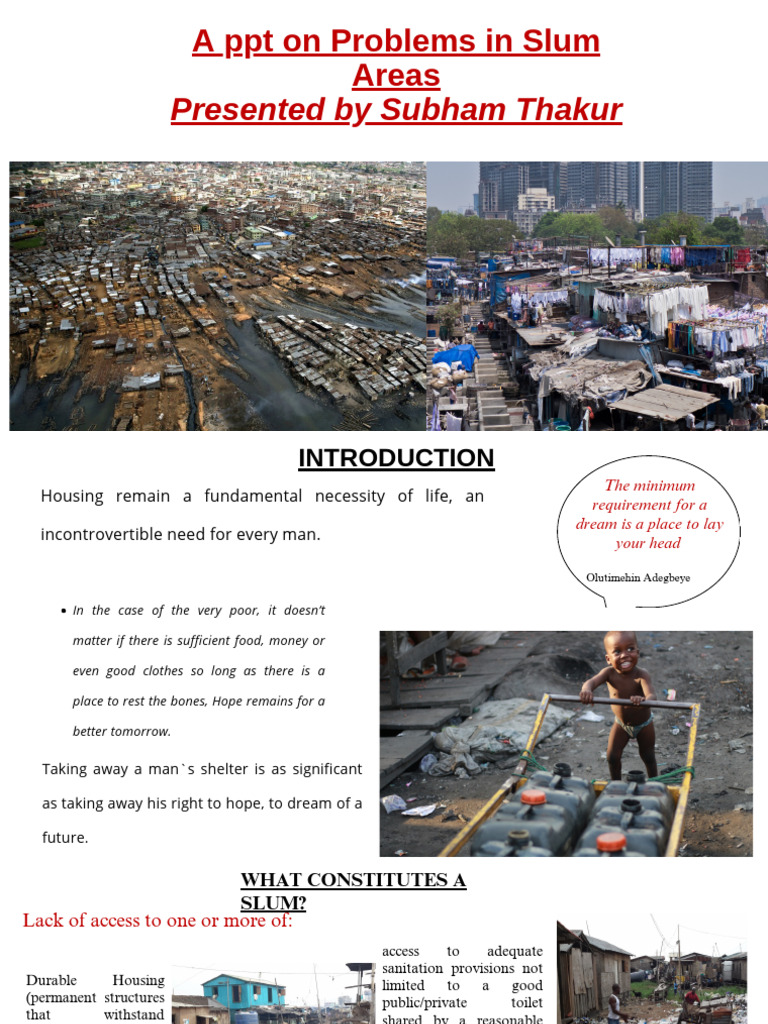 CHARACTERIZING SLUMS PPTX | PDF | Slum | Poverty