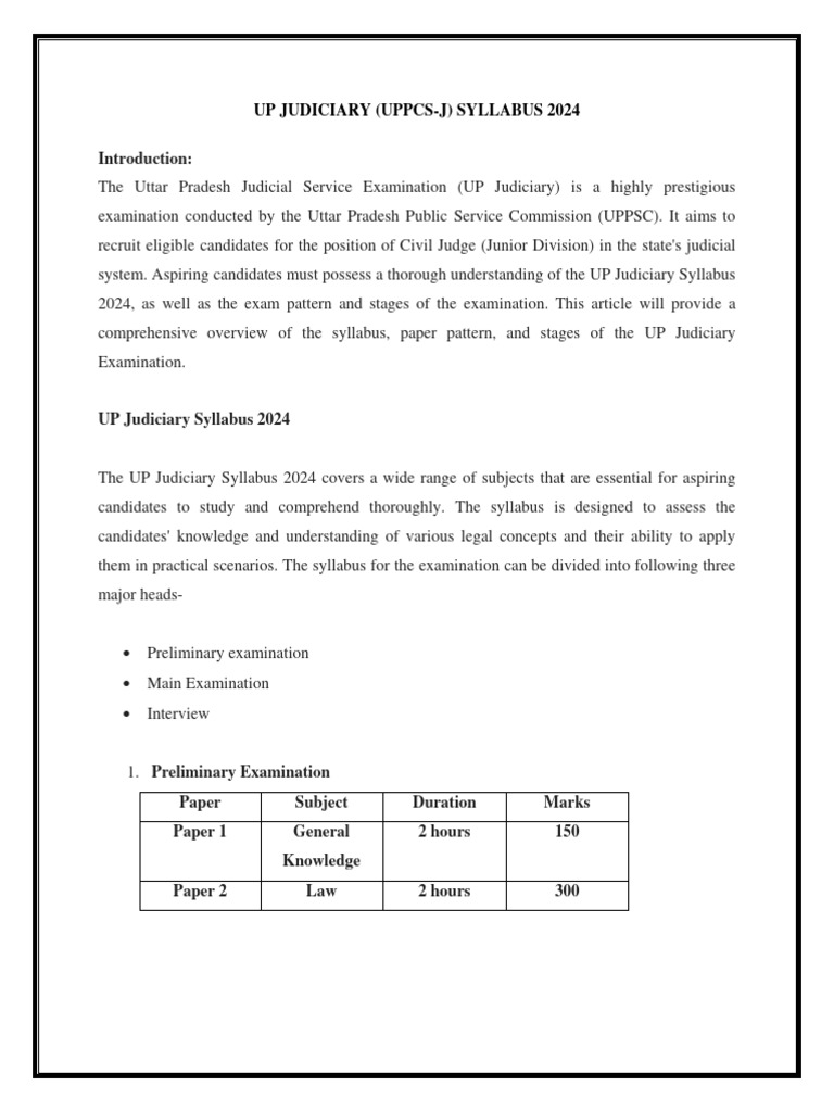 Up Judiciary Syllabus 2024 | PDF | Common Law | Government