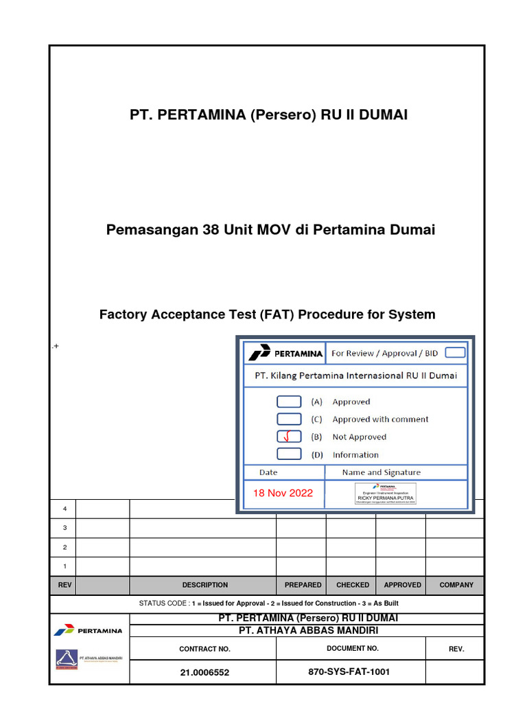 870-Sys-Fat-1001 Fat Procedure For System r0 - Not Approved | PDF