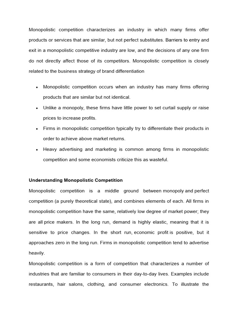 Group4 BSA 1A Monopolistic Competition Research Activity | PDF | Profit ...