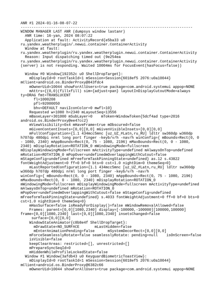 Dumpsys ANR WindowManager | PDF | Mobile Linux | Software Engineering