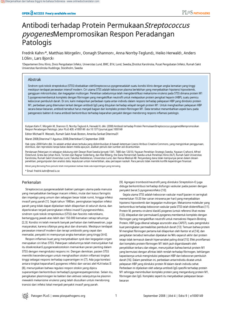 Antibodies Against A Surface Protein of Streptococcus Pyogenes Promote ...