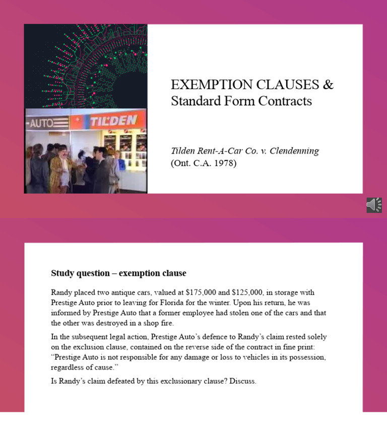 CH 7 Exemption Clauses in Standard Form Contracts | PDF CH 7 Exemption Clauses in Standard Form Contracts | PDF