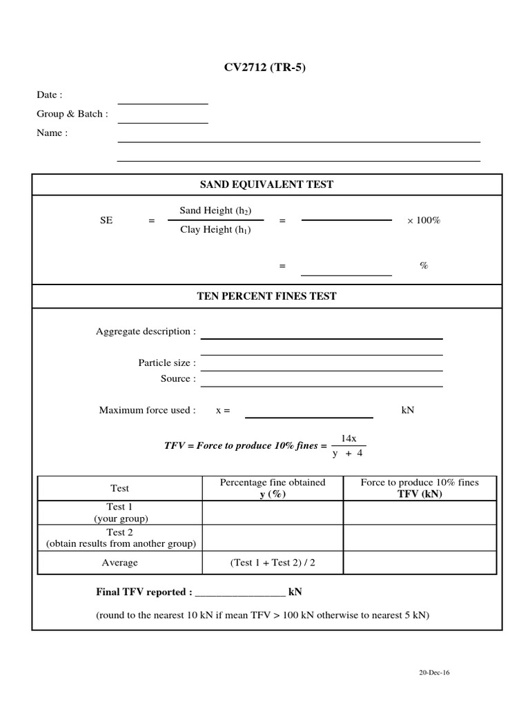 CV2712 TR-5 Log Sheet | PDF