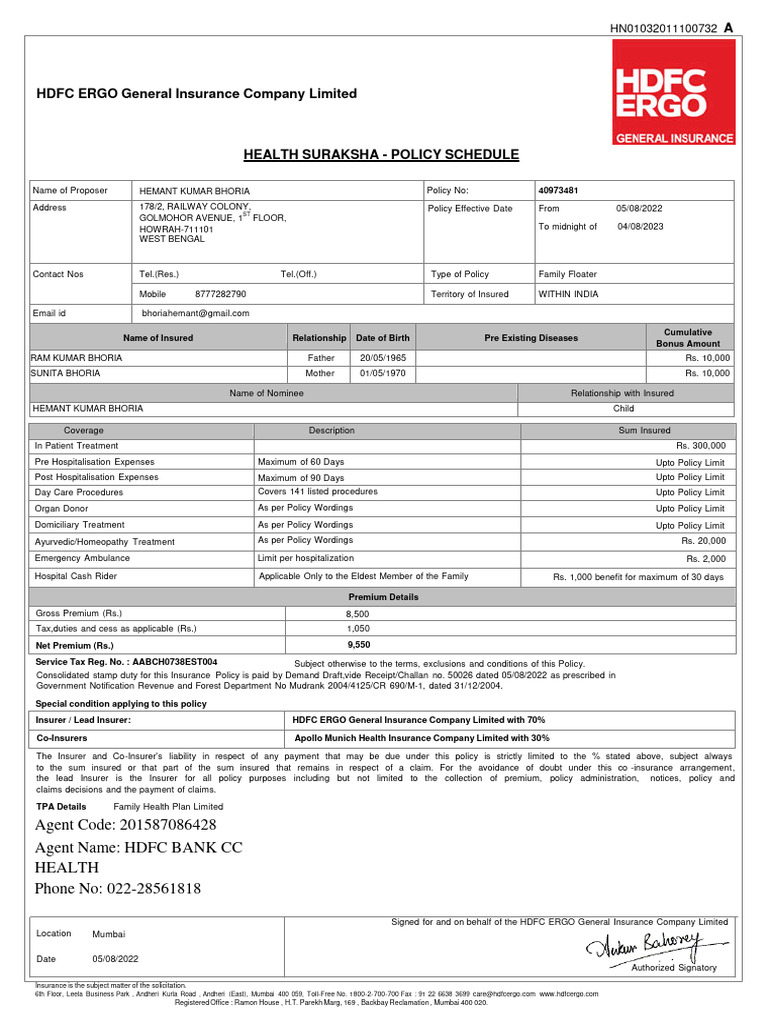 HDFC ERGO Health Suraksha Policy Details | PDF | Insurance | Hospital
