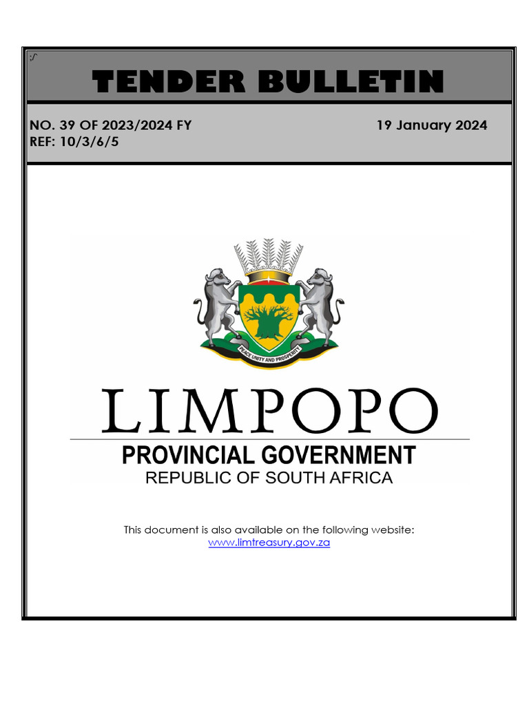Tender Bulletin 39 of 2023 - 2024 Fy | PDF | Procurement | Economies