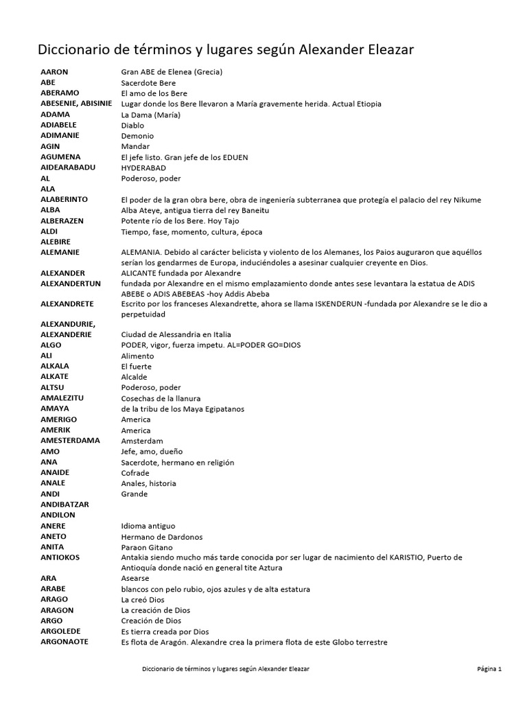Diccionario Eleazar v1.0 | PDF