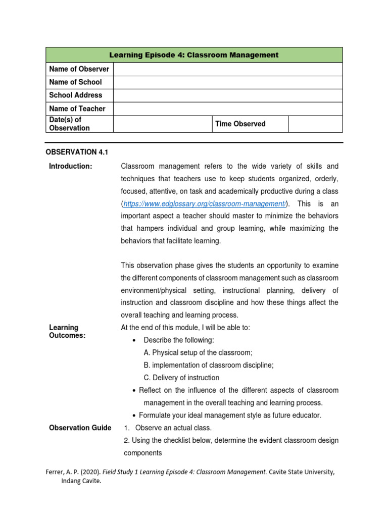 LE4 Classroom Management | PDF | Classroom Management | Classroom