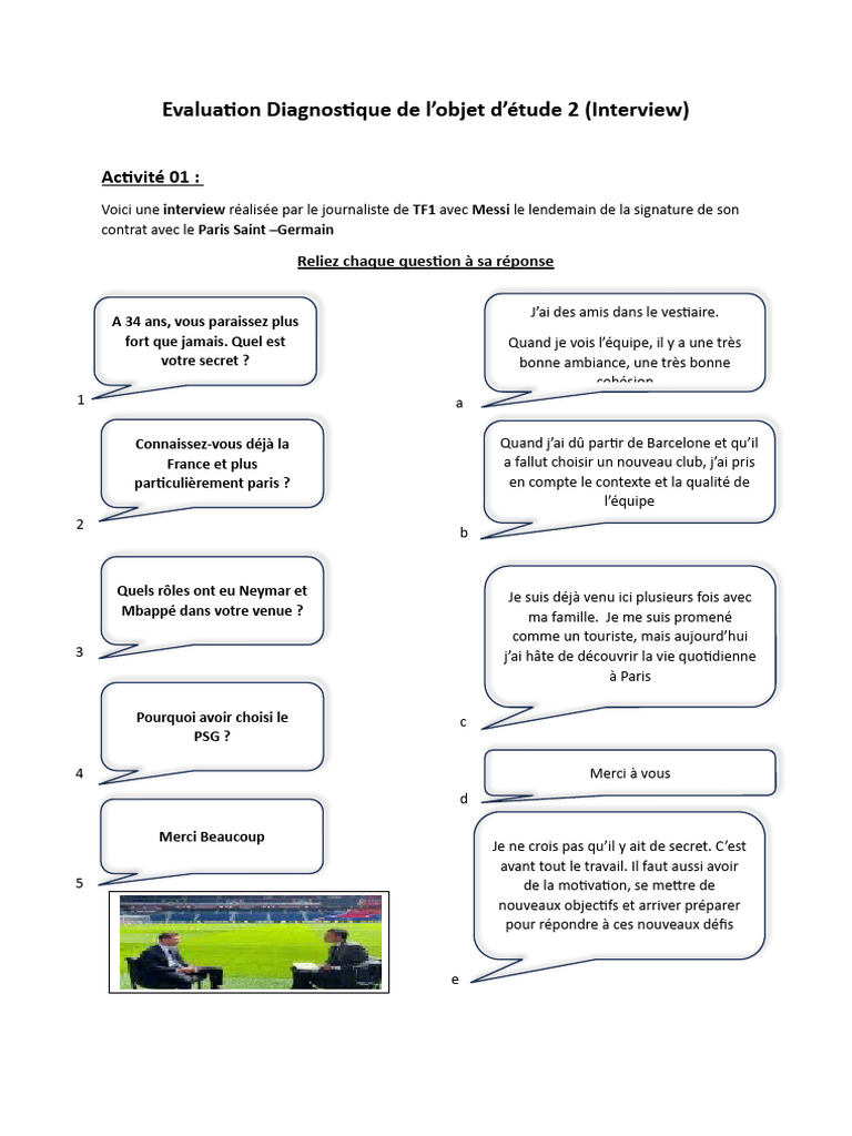 1AS - Interview - Evaluation Diagnostique | PDF