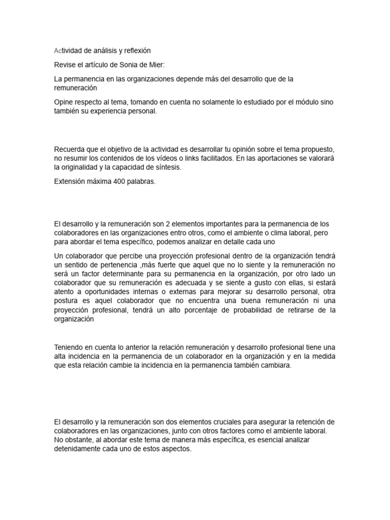 Actividad de Reflexion | PDF | Salario