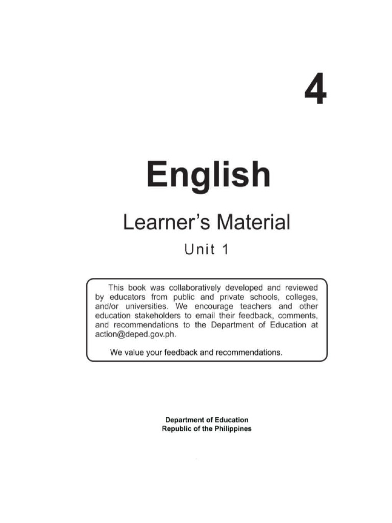 English Grade4 LM Complete Draft | PDF
