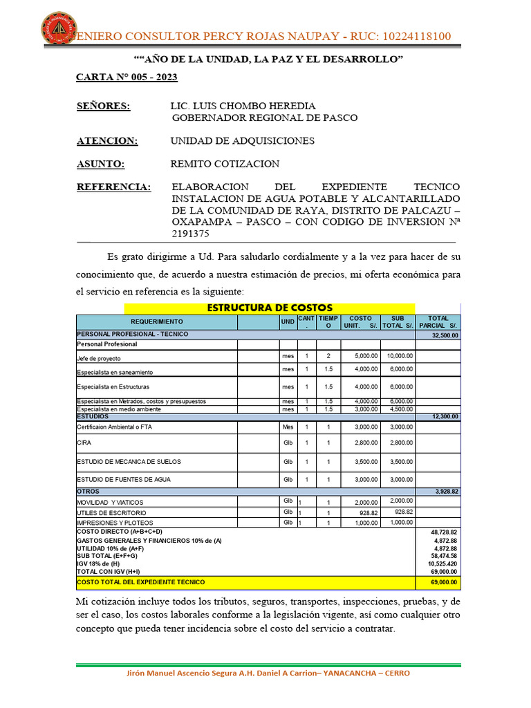 Cotizacion GRP 01-2023 | PDF | Agua | Ingeniería hidráulica Cotizacion GRP 01-2023 | PDF | Agua | Ingeniería hidráulica