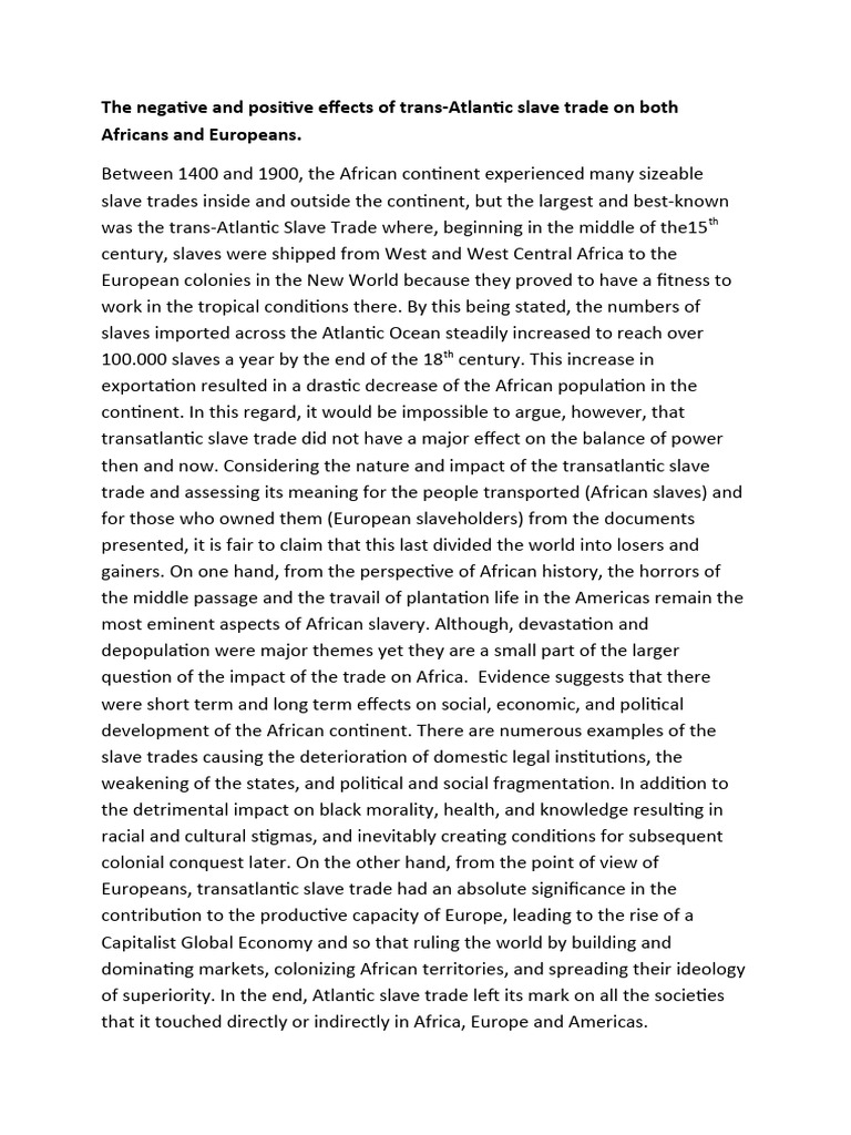 Impact of Trans-Atlantic Slave Trade | PDF