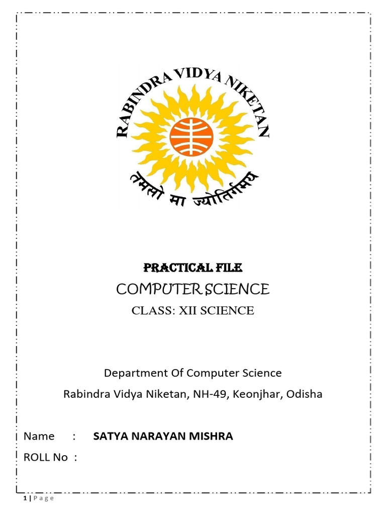 Computer Practical File Class 12 (Satya) | PDF | Signature | Computer ... Computer Practical File Class 12 (Satya) | PDF | Signature | Computer ...