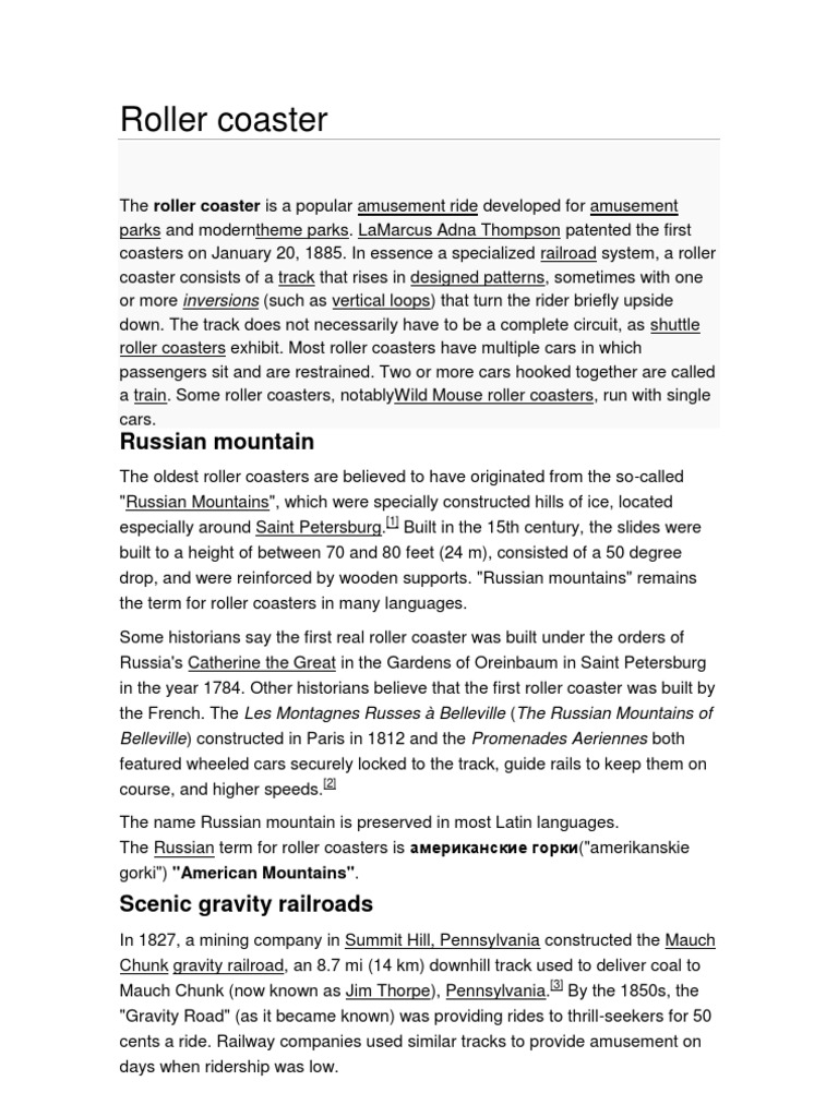 Roller Coaster | PDF | Amusement Park | Amusement Rides