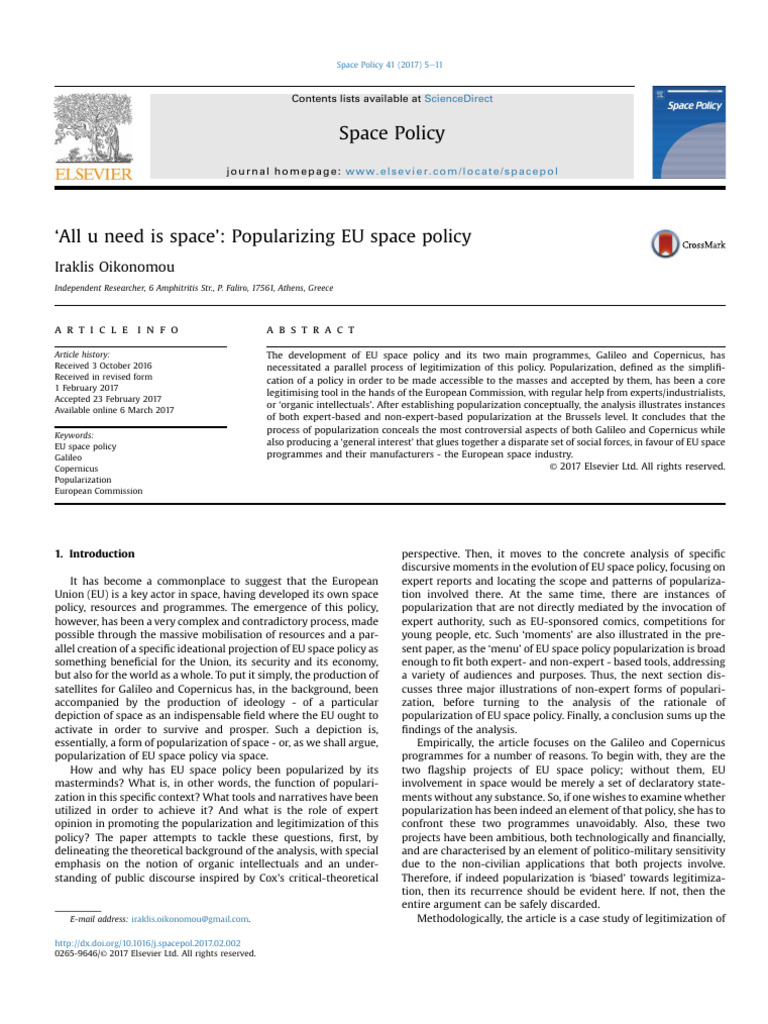 All You Need Is Space Popularizing EU Space | PDF | European Union