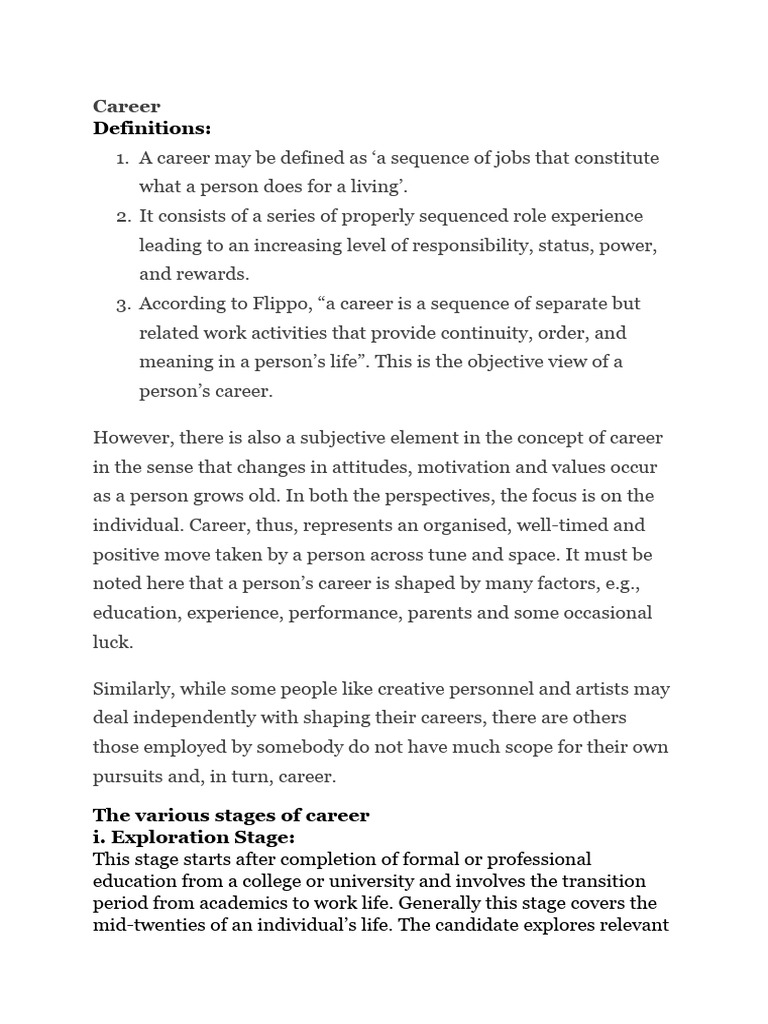 Understanding Career Stages | PDF | Employment | Goal