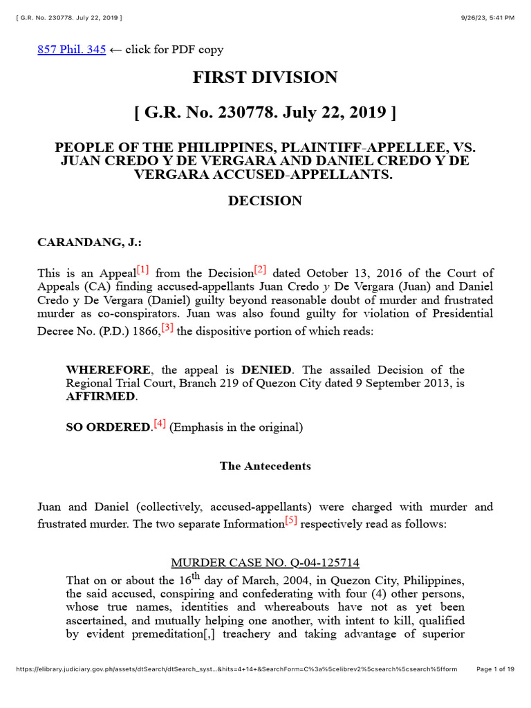 PP v. Juan and Daniel Credo | PDF | Circumstantial Evidence | Public Law