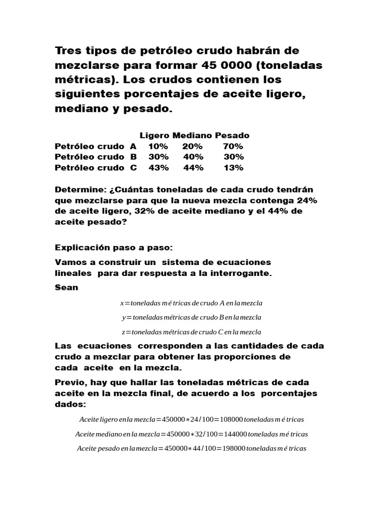 Actividad Suplementaria Ejercicio 9 | PDF | Petróleo | Ecuaciones