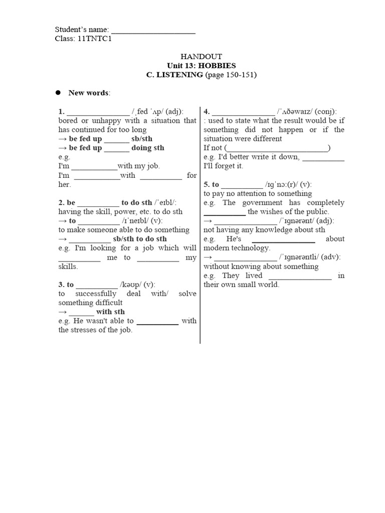 Handout Unit 13 Listening | PDF