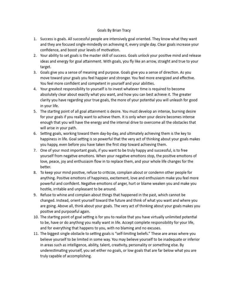 Goals by Brian Tracy | PDF | Goal | Goal Setting