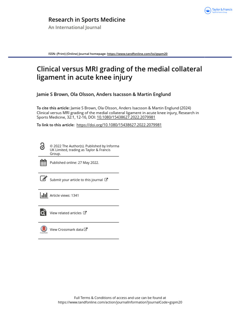Clinical vs MRI Grading in Knee Injuries | PDF | Knee | Magnetic ...