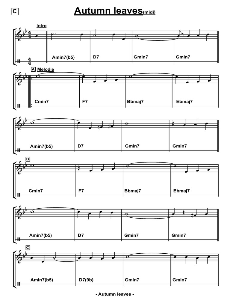 Autumn Leaves (Leadsheet in C) (2x) | PDF