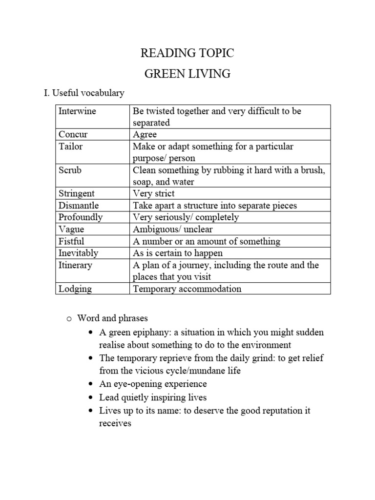 Reading-Green Living | PDF