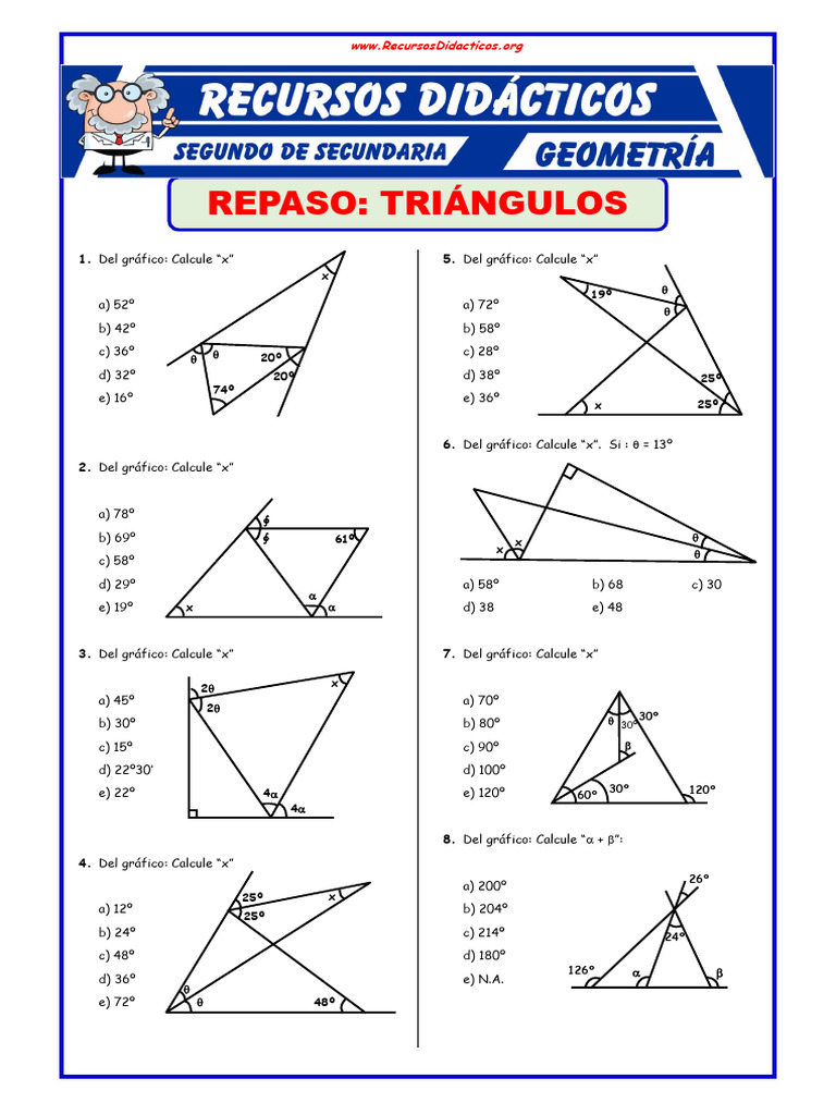 Ejercicios de Triangulos para Segundo de Secundaria | PDF