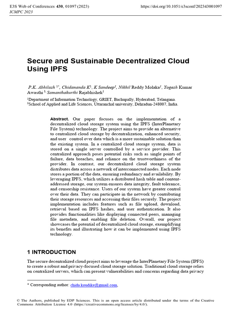 Secure and Sustainable Decentralized Cloud Using I | PDF | Peer To Peer | Cloud Computing