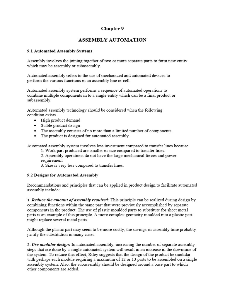 Types of Automated Assembly Systems | PDF | Automation | Machines