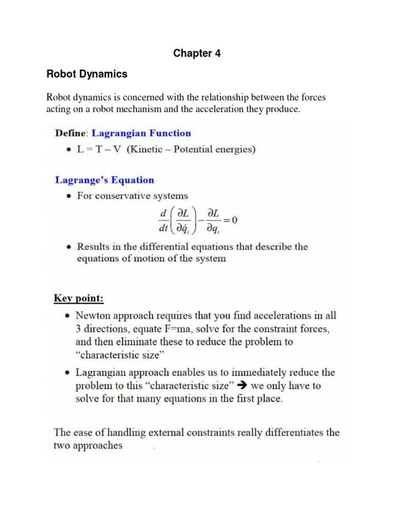 Robotics Chapter 4 - Robot Dynamics | PDF Robotics Chapter 4 - Robot Dynamics | PDF