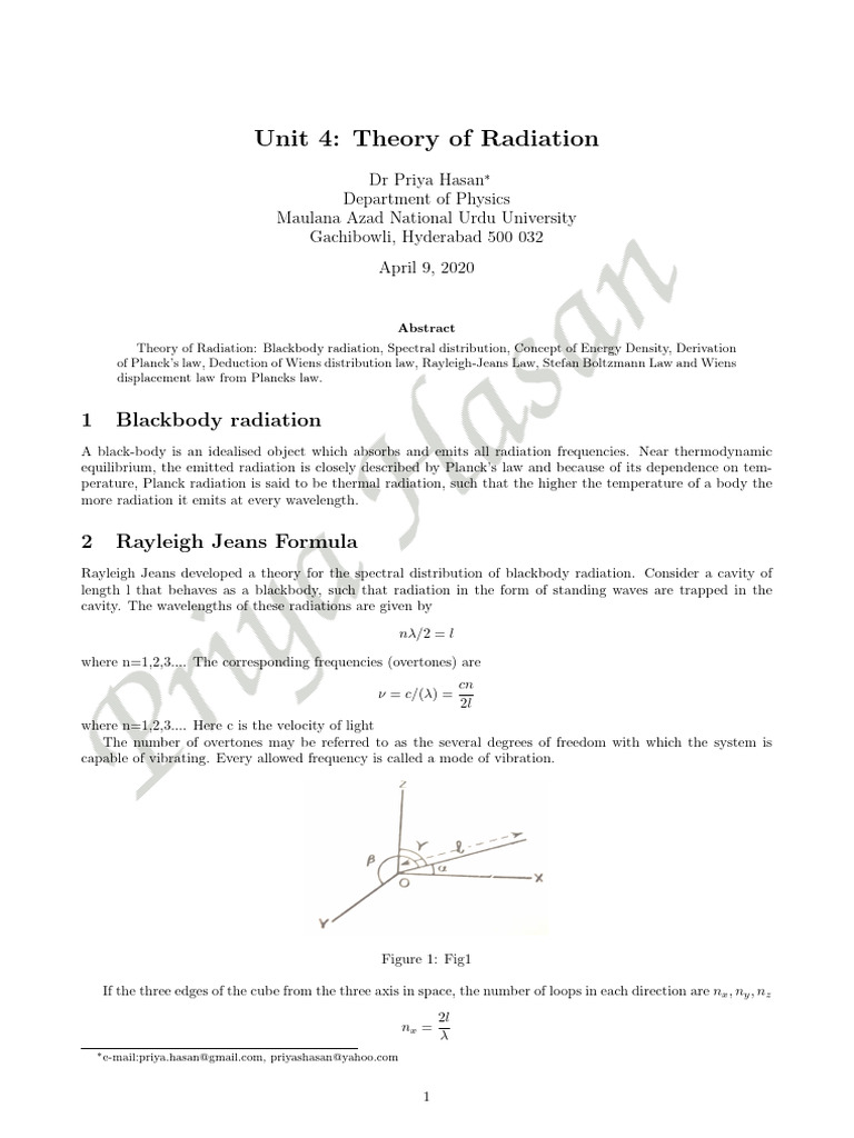 Theory of Radiation | PDF