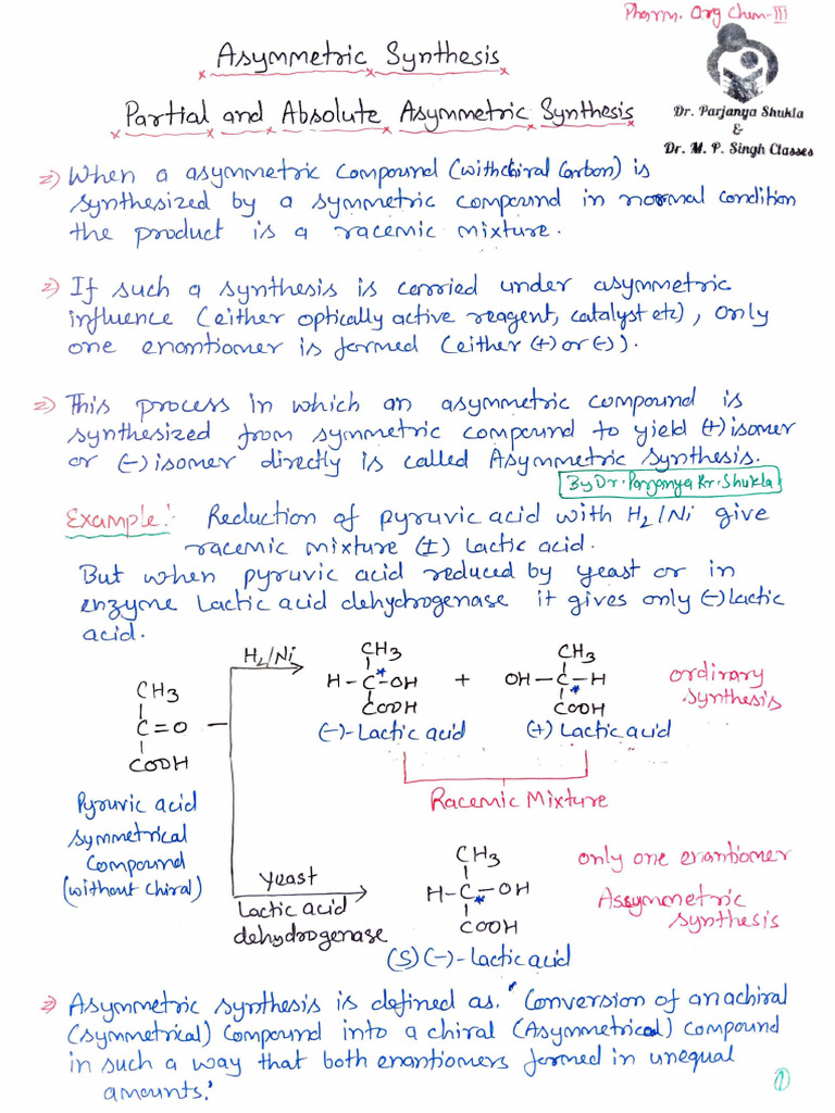Asymmetric Synthesis, Partial and Absolute With Examples | PDF