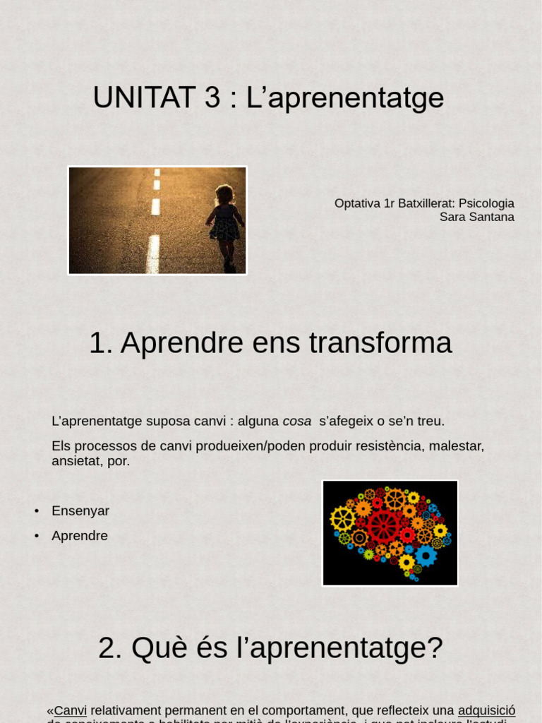 Presentació Unitat 3 Laprenentatge | PDF