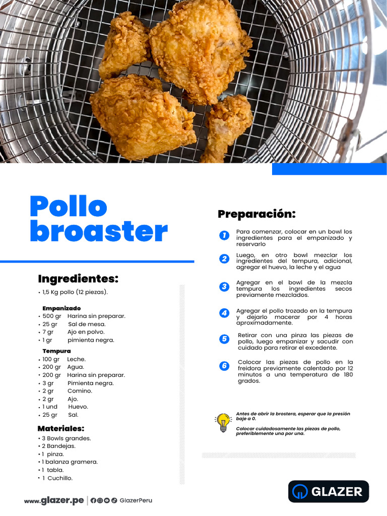 Receta de Pollo Broaster Peruano | PDF