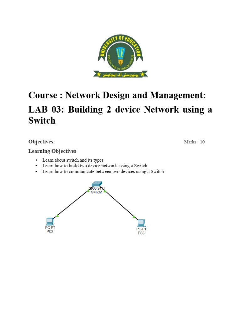 Lab3 2 Node and Switch Network | PDF | Network Switch | Computer Network