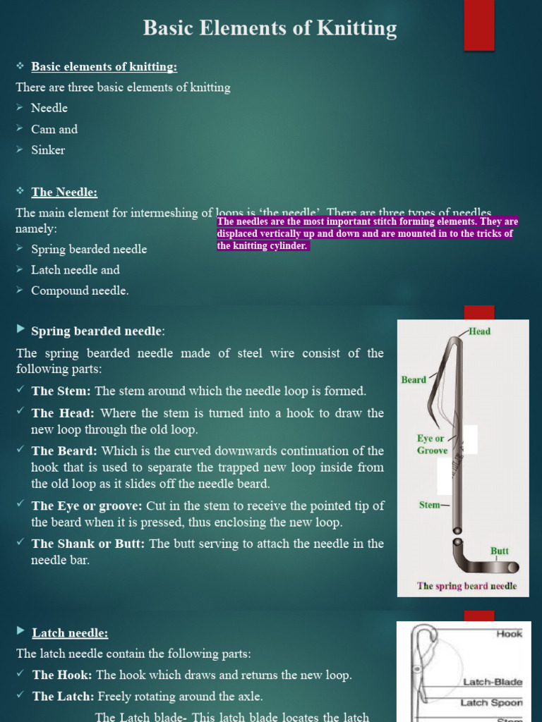 Basic Elements of Knitting | PDF | Knitting | Tools