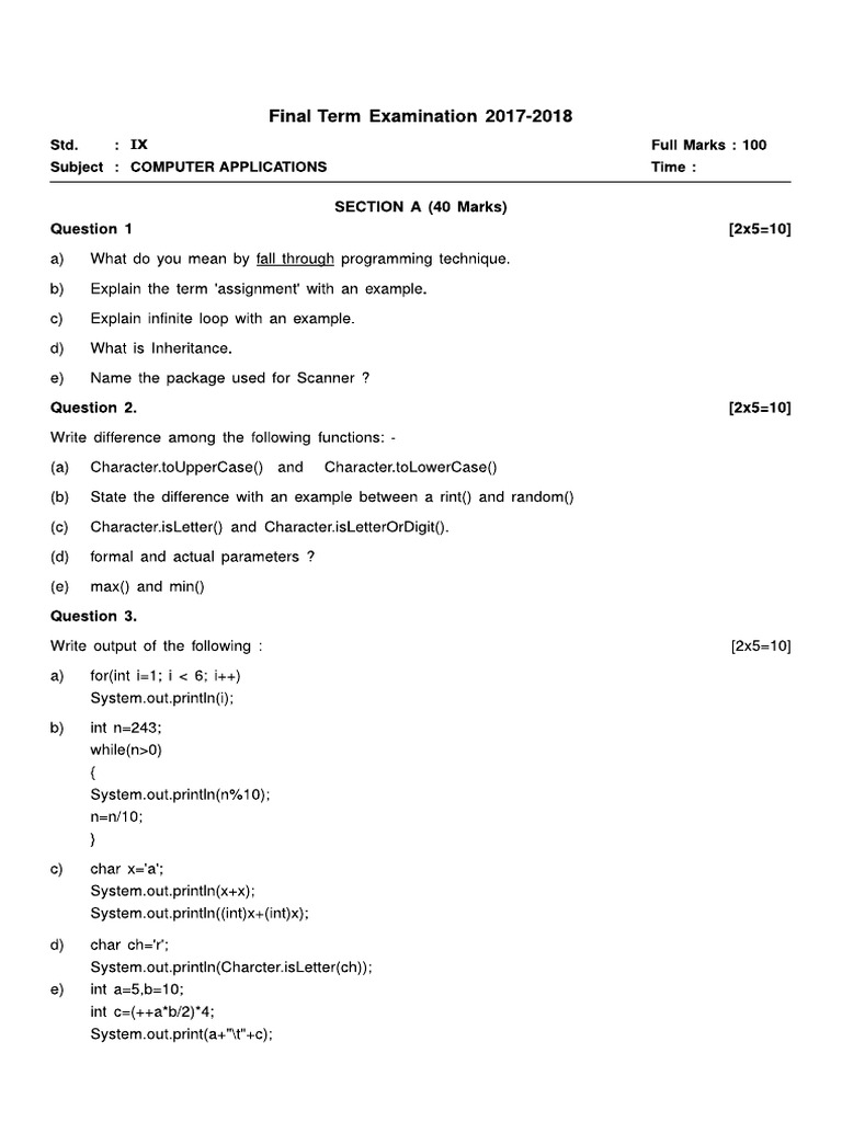 Icse Class 9 Computer Applications 2018 | PDF